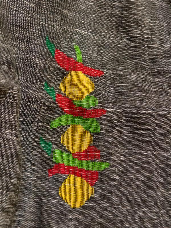 Quirky Nimbu Mirchi Linen Saree – Ranga Chakra